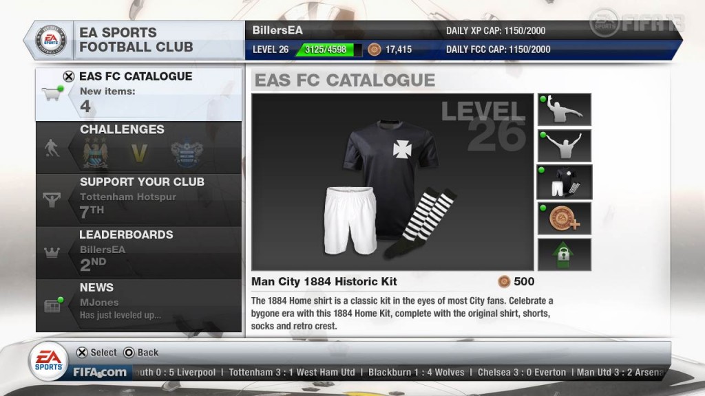 FIFA 13 menu screens