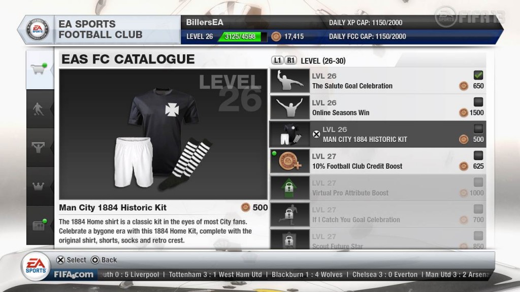 FIFA 13 menu screens