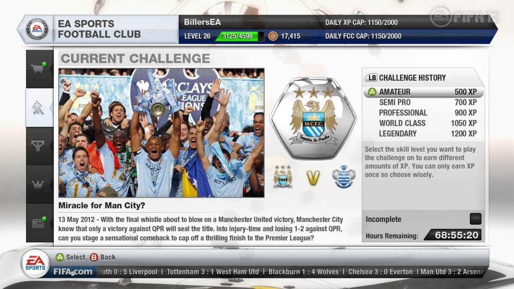 FIFA 13 menu screens