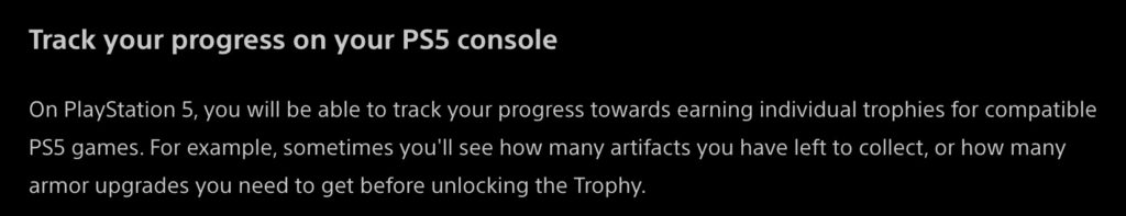 PS5 May Track Progress Towards Individual Trophies