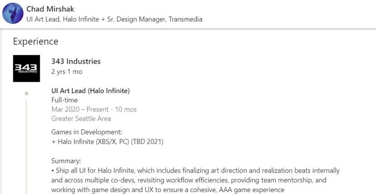 Halo Infinite Developer’s LinkedIn Profile Makes No Mention of Xbox One Version