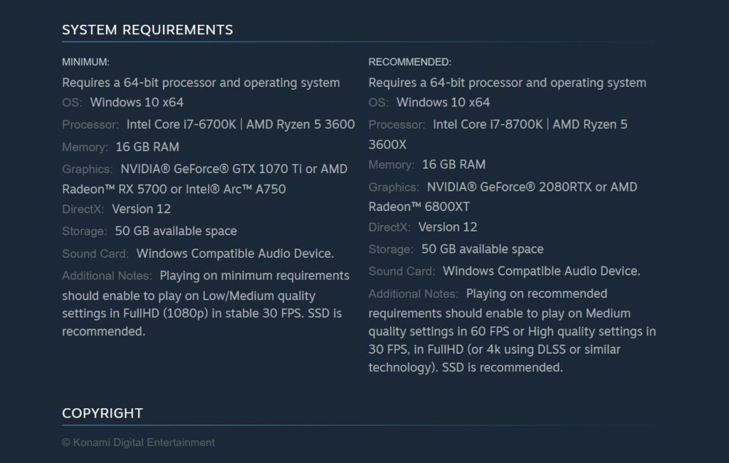 Silent Hill f PC Requirements Revealed, Needs 50 GB Installation Space
