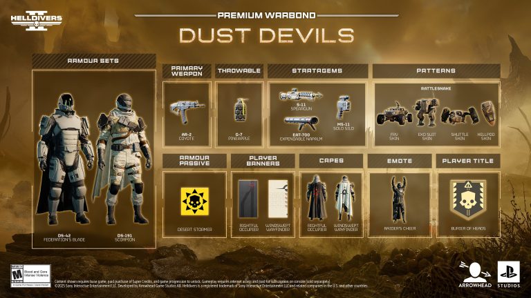 Helldivers 2 Dust Devils Premium Warbond arriva il 4 settembre ...